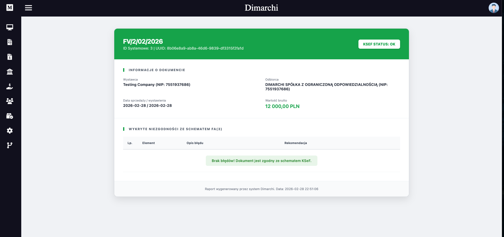 Jak wysłać fakturę do KSeF w Dimarchi i pobrać UPO